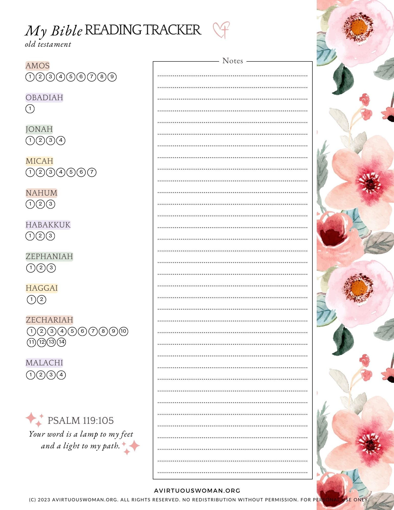 Printable Bible Reading Tracker: Old and New Testaments