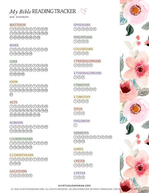 Printable Bible Reading Tracker: Old and New Testaments